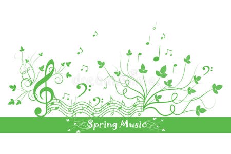 Spring Floral and Music stock illustration. Illustration of green ...