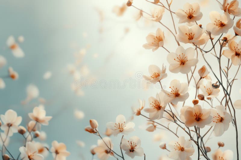 Spring Floral Pattern, Abstract Spring Florals on a Beige Backdrop ...