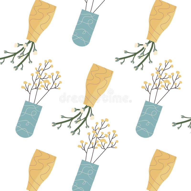 Spring Floral Pattern in Flat Style with Spring Branch Stock ...