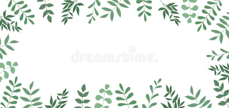 Spring Floral Rectangular Background with Green Herbs and Space for ...
