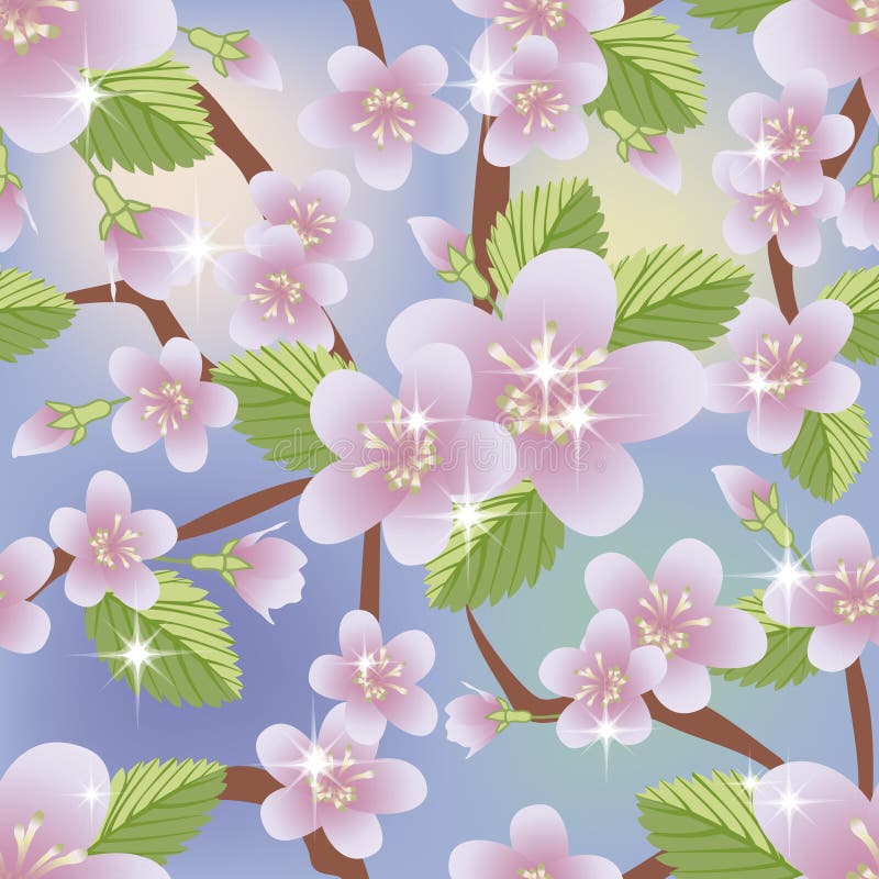 Spring Floral Sakura Seamless Pattern, Vector Stock Vector ...