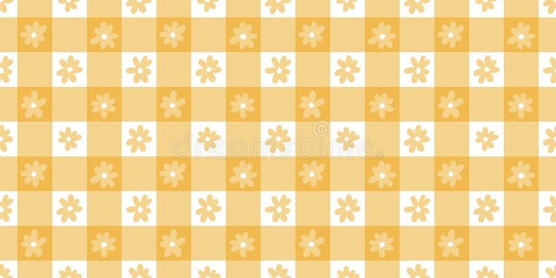 Spring Floral Vibrant Gingham Orange Yellow Vector Pattern Background ...