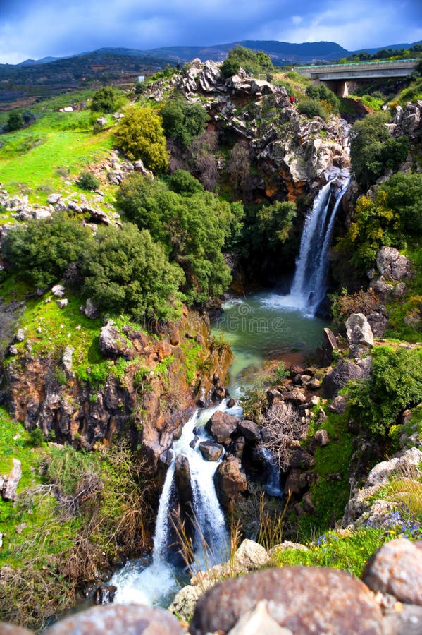 The Big Saar Waterfall in the Golan Heights, Northeast Israel Stock ...
