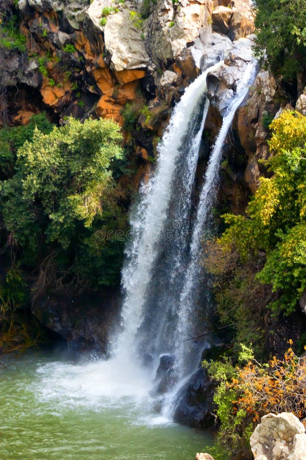The Big Saar Waterfall in the Golan Heights, Northeast Israel Stock ...