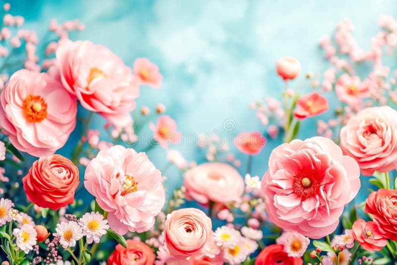 Spring Flower Background with Branches of Blossoming Spring Flowers on ...
