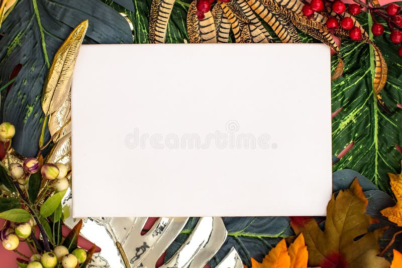 Spring Flower Background with Paper Card Note. Flat Lay. Nature Concept ...