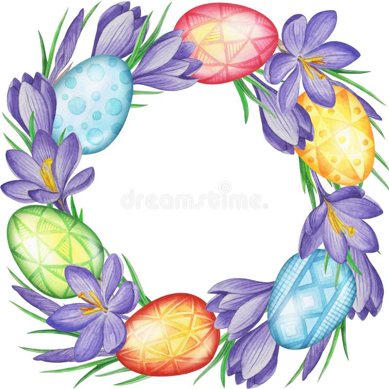 Spring Flower Banner of Crocuses. Watercolor Background Stock ...