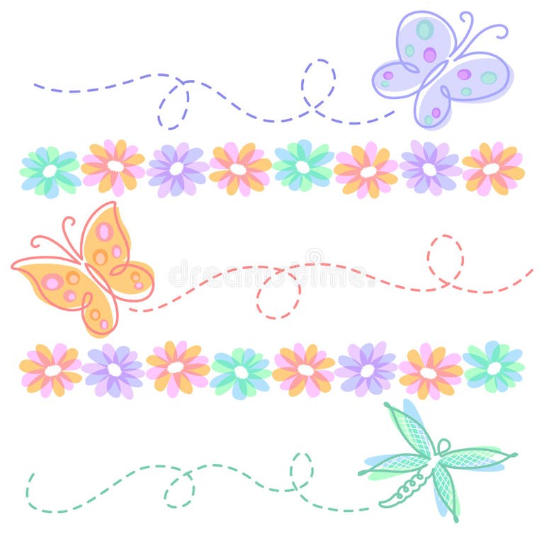 Spring Flower Butterfly Borders/eps Stock Vector - Illustration of ...