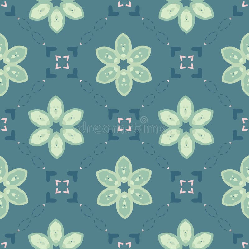 Spring Flower Damask Style Seamless Vector Pattern. Hand Drawn ...