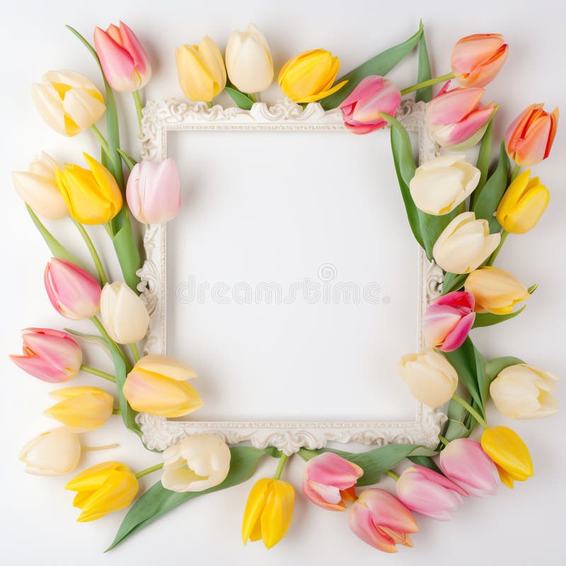 Spring Flower Flat Lay with Copy Space Stock Illustration ...