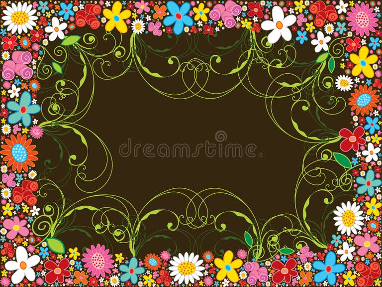 Spring Flower Frame and Swirls Stock Vector - Illustration of design ...