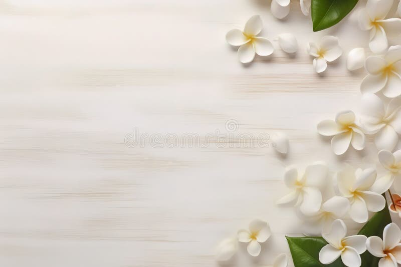 Spring Flower Frame on White Wooden Background Copy Space Flat Lay Mock ...