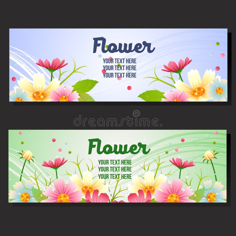 Spring Flower Garden Horizontal Banner Stock Vector - Illustration of ...