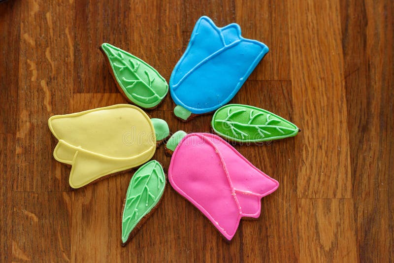 Spring Flower Gourmet Cookies Stock Photo - Image of cookies, baked ...