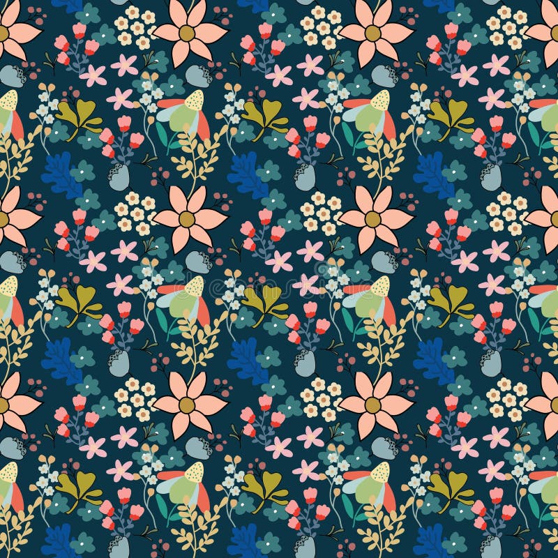 Spring Flower Pattern Floral Garden Background Botanical Abstract Art ...