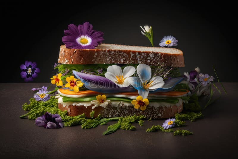 Spring Flower Sandwich. AI Generation Stock Illustration - Illustration ...