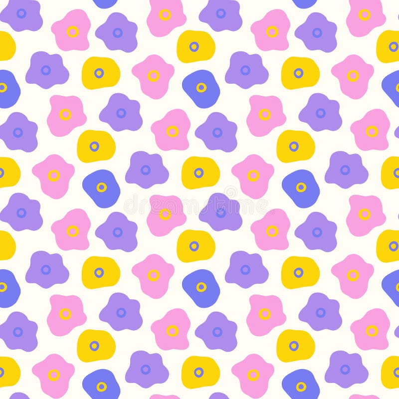 Spring Flower Seamless Patterns in Doodle Style Stock Vector - Illustration of flower, floral ...