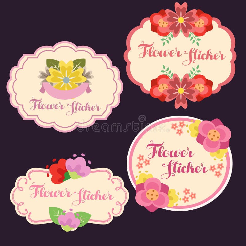 Spring Flower Stickers Cute Stock Vector - Illustration of colorful ...