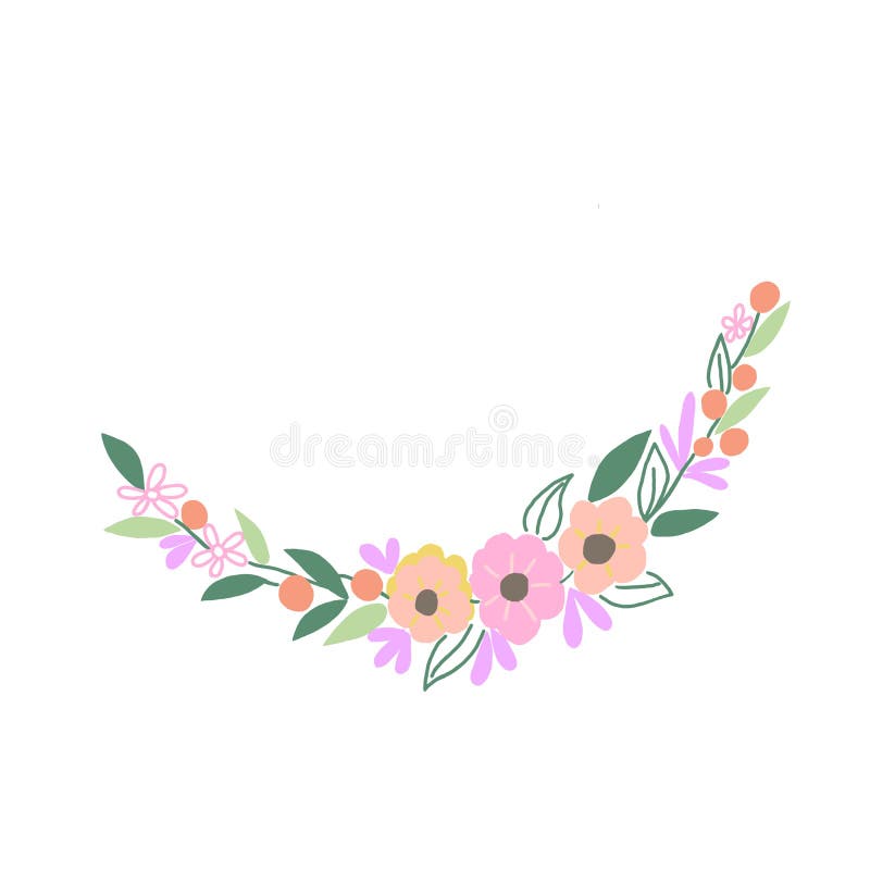 Spring Flower Wreath Illustration Isolated on White Background, for ...