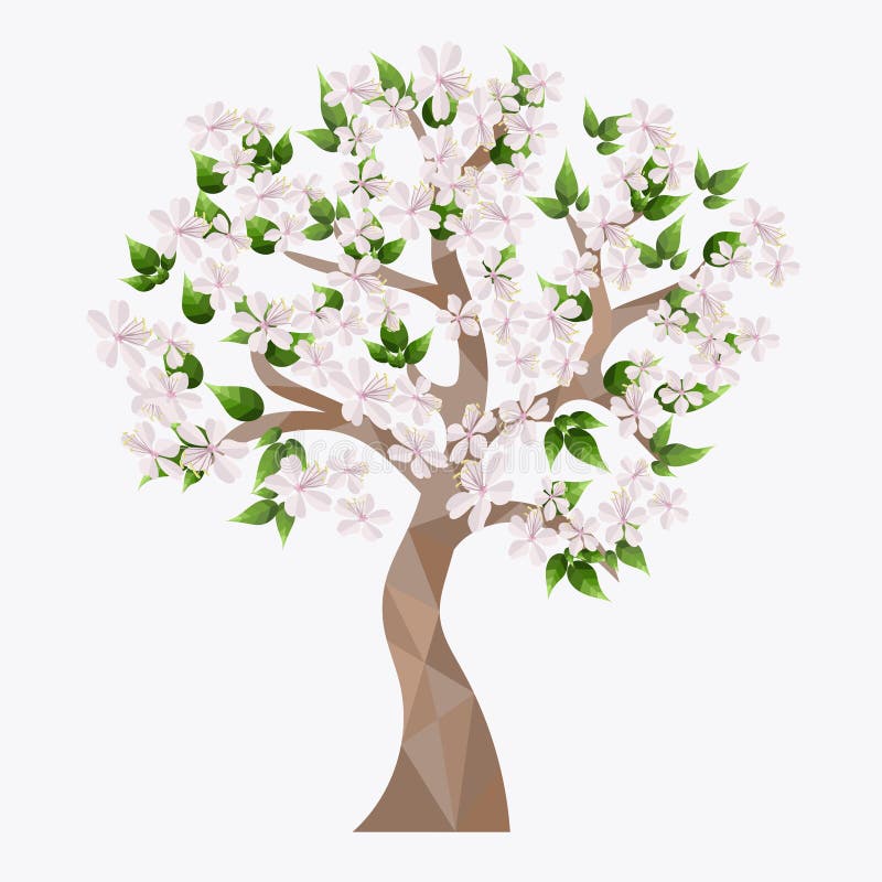 Spring Flowering Tree in Polygonal Style Stock Illustration ...