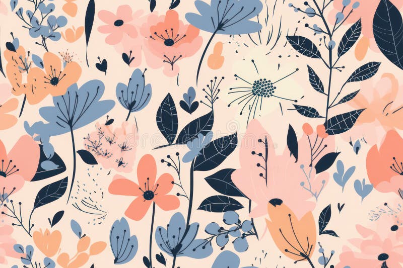 Spring Flowers Abstract Seamless Background Pattern. Generative Ai ...
