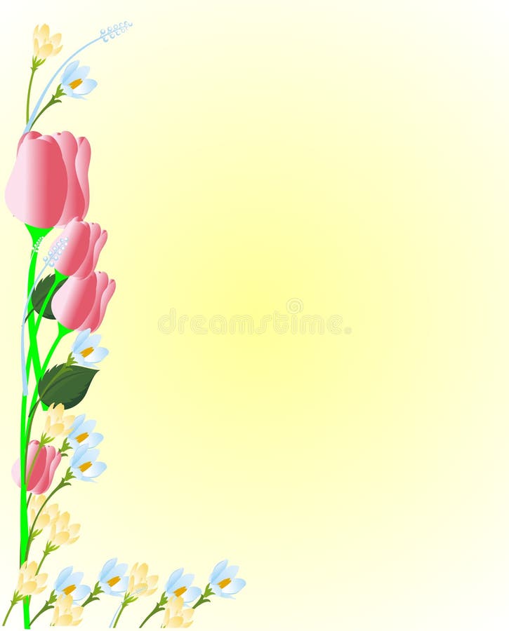 Pink Yellow Spring Tulips Flower Border Stock Illustration ...