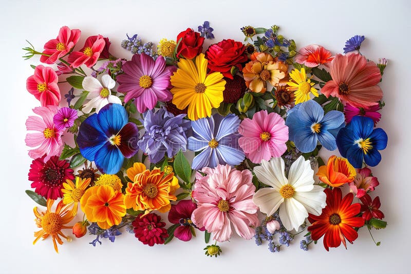 Spring Flowers Background. Flat Lay Stock Image - Image of greeting ...