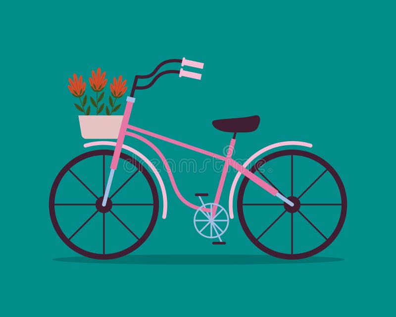 Spring Flowers in Basket Bicycle Stock Vector - Illustration of spring ...
