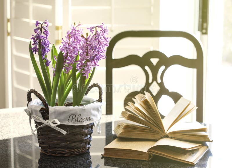 Spring Flowers and Books on the Table Stock Photo - Image of flower ...