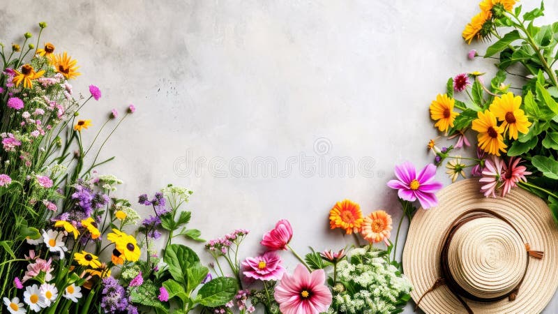 Spring Flowers Spring Flowers Border Spring Flowers Frame Stock ...