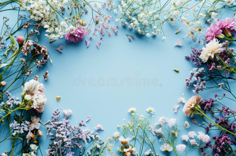 Spring Flowers Border Flowers Frame Spring Flowers Frame Stock ...