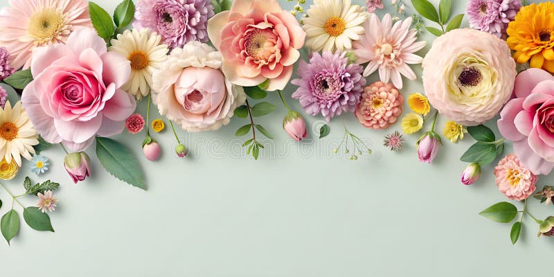 Spring flowers border stock illustration. Illustration of decoration ...