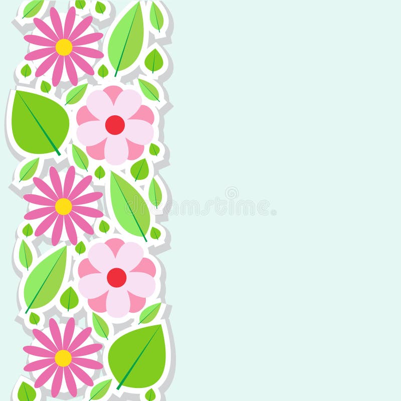 Spring Flowers Border. Vector Illustration. Stock Vector - Illustration ...