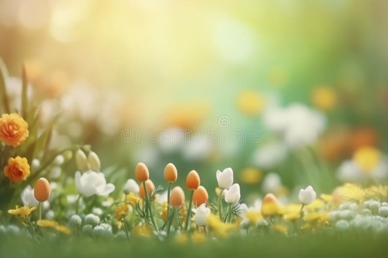 Spring Flowers Closeup, Created with Generative AI Stock Illustration ...