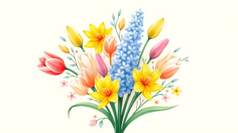 Spring Flowers in a Colorful Explosion Stock Illustration ...