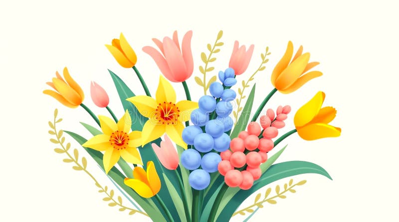 Spring Flowers in a Colorful Explosion Stock Illustration ...