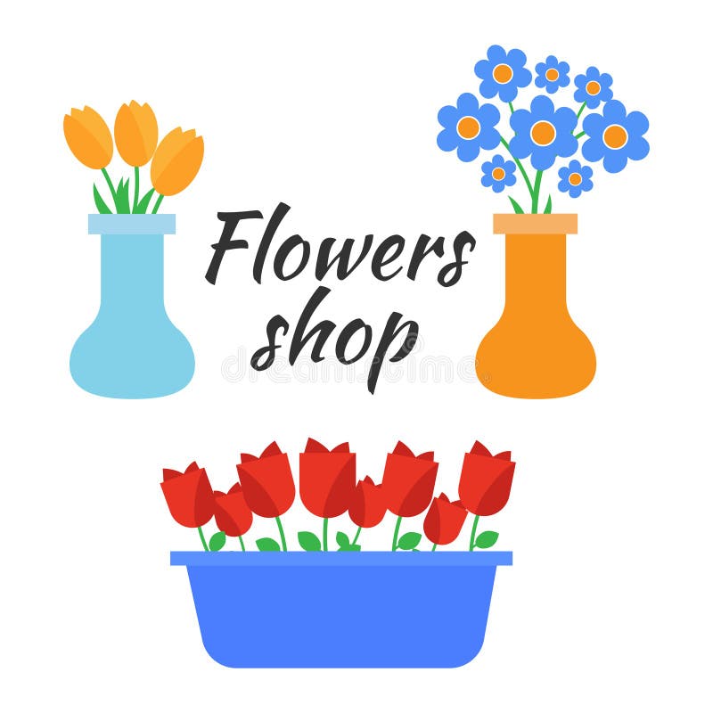 Spring Flowers. Cute Spring Flowers Icons Stock Illustration ...