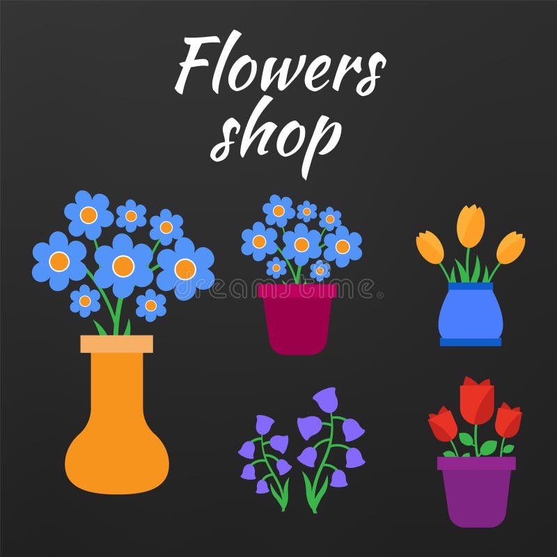 Spring Flowers. Cute Spring Flowers Icons Stock Illustration ...