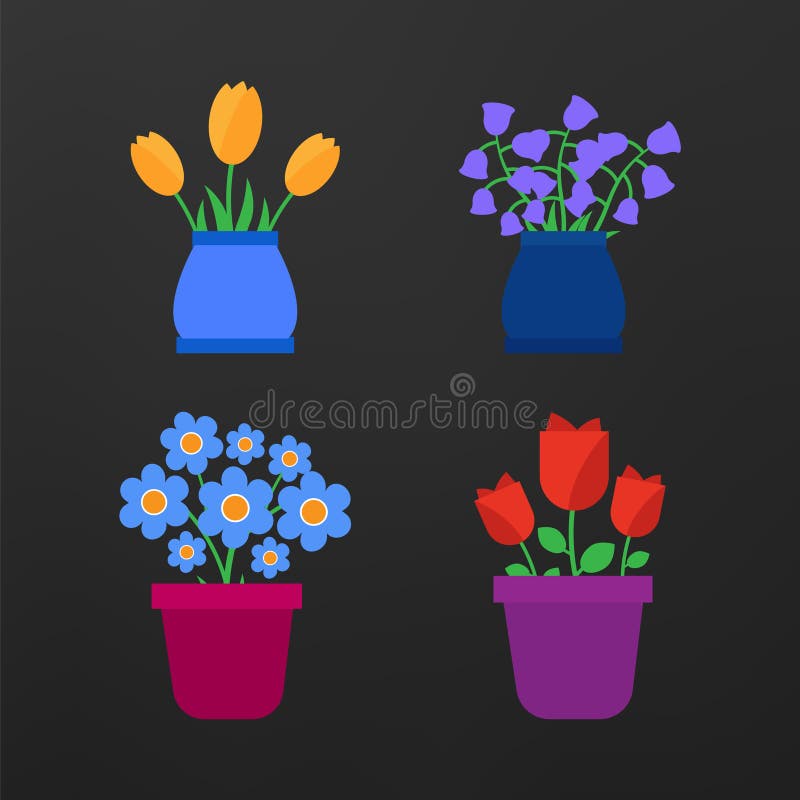 Spring Flowers. Cute Spring Flowers Icons Stock Illustration ...