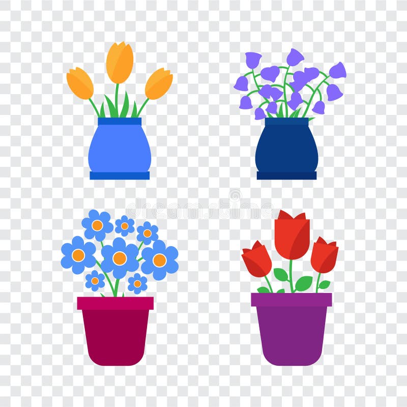 Spring Flowers. Cute Vector Spring Flowers Icons Stock Illustration ...