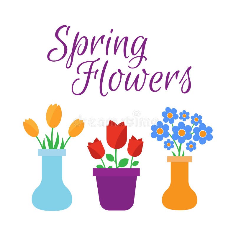 Spring Flowers. Cute Vector Spring Flowers Icons Stock Illustration ...
