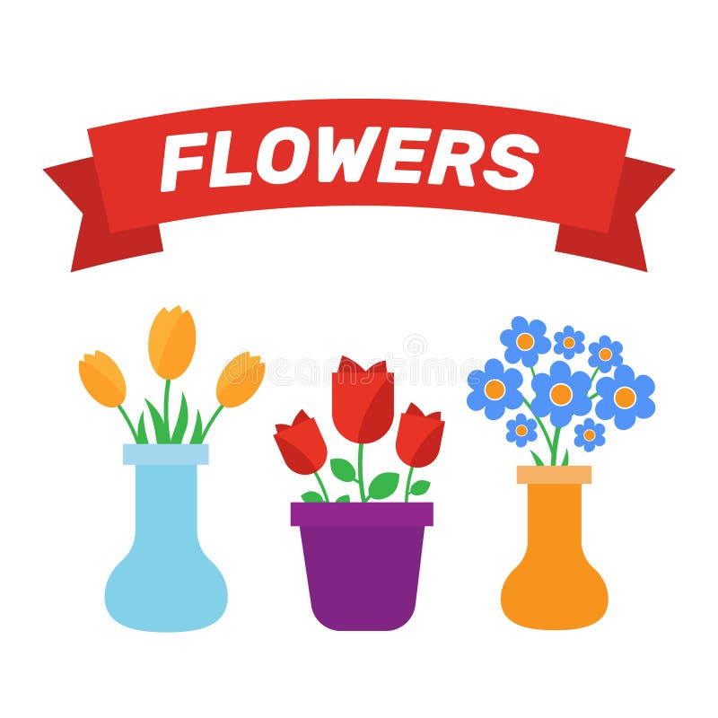 Spring Flowers. Cute Vector Spring Flowers Icons Stock Illustration ...