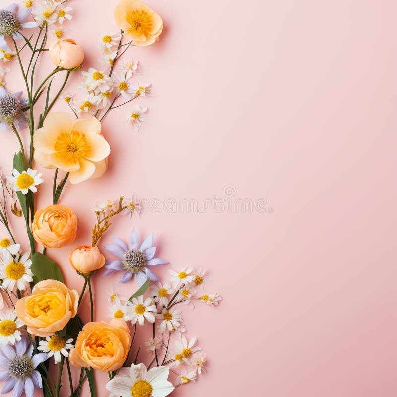 Spring Flowers Flat Lay Design Stock Image - Image of fresh, design ...