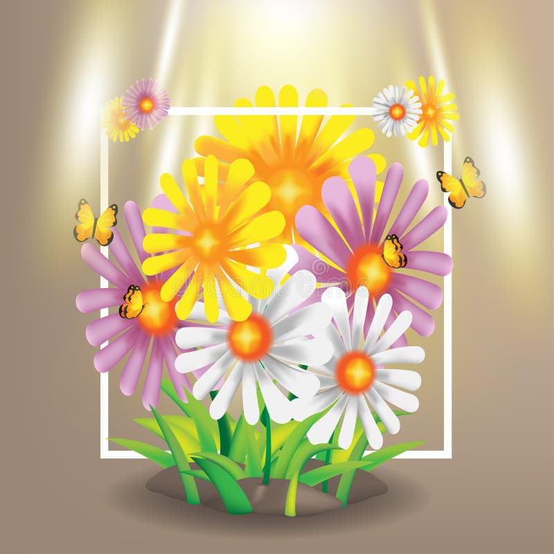 Spring Flowers Garden Nature Group Vector Stock Illustration ...