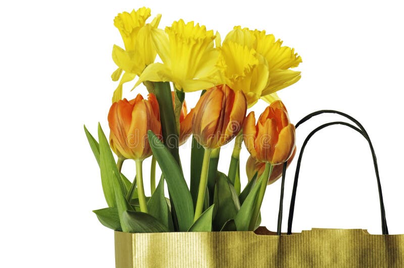 Spring Flowers in a Gift Package Stock Photo - Image of classic, love ...