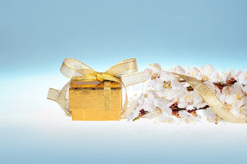 Spring Flowers and Gold Gift Stock Photo - Image of flower, nature ...