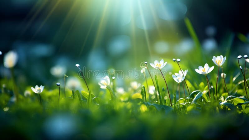 Spring Flowers Grass Plants Nature, Spring Macro Background Stock ...