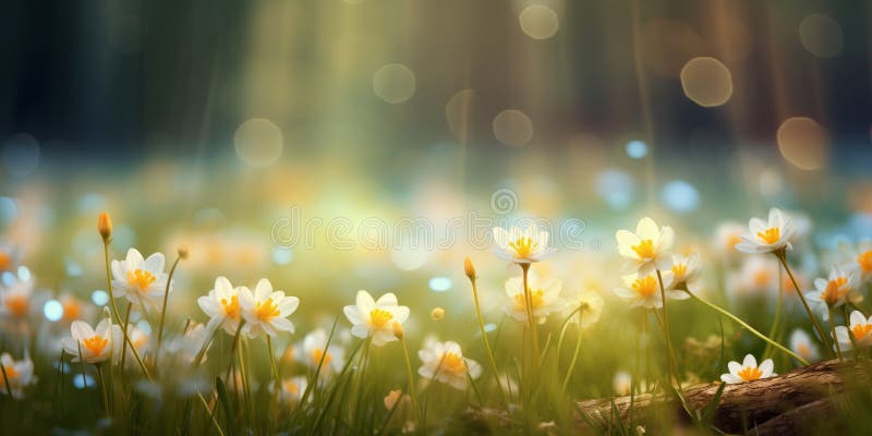 Spring Flowers Grass Plants Nature, Spring Macro Background Stock ...