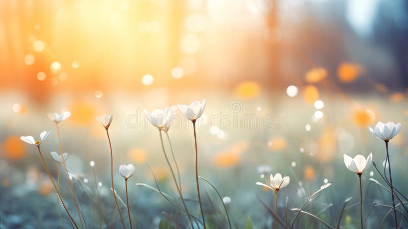 Spring Flowers Grass Plants Nature, Spring Macro Background Stock Image ...