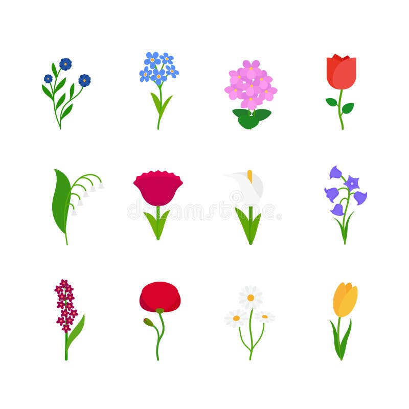 Spring flowers icons stock vector. Illustration of collection - 69012025
